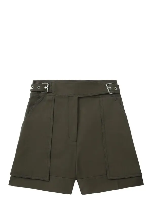 3.1 Phillip Lim Belted-waist Cotton Thigh-length Shorts - Green