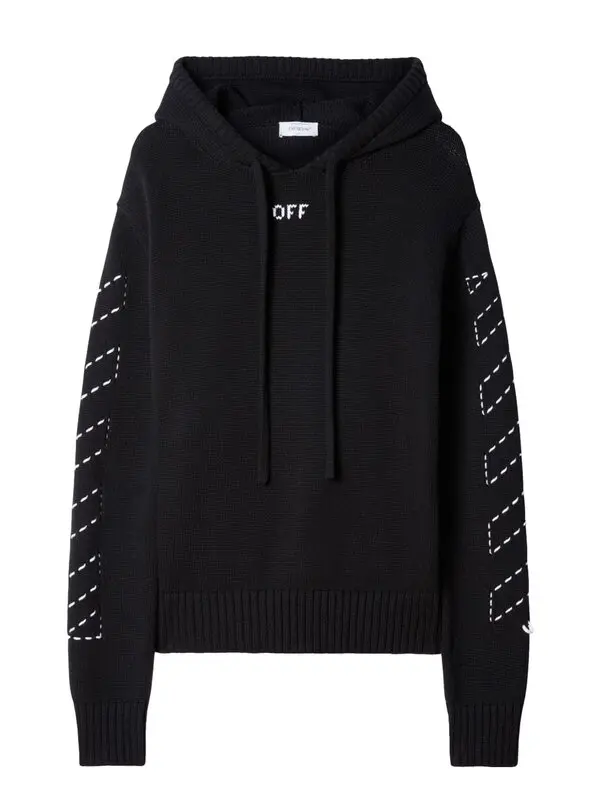 Off-White Cotton Blend Arrows Diag Hoodie - Black