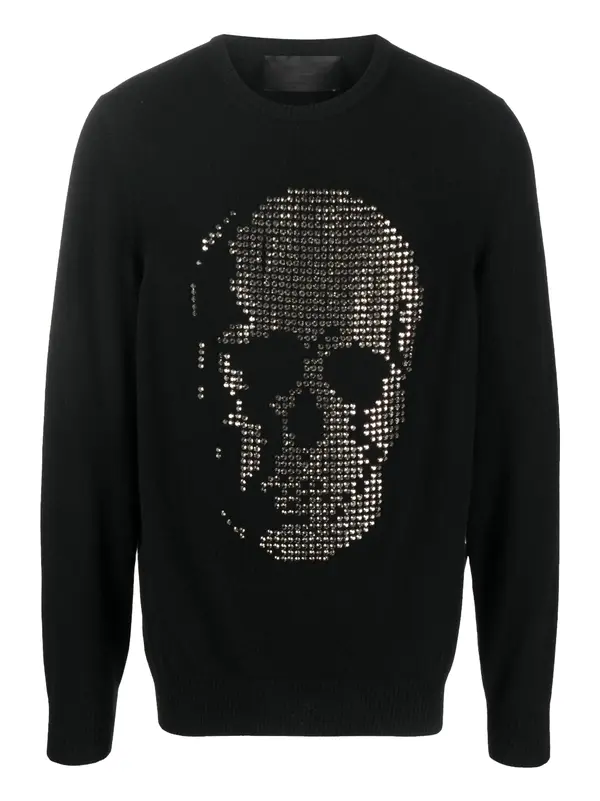 Philipp Plein Skull Appliqué Cashmere Sweatshirt - Black