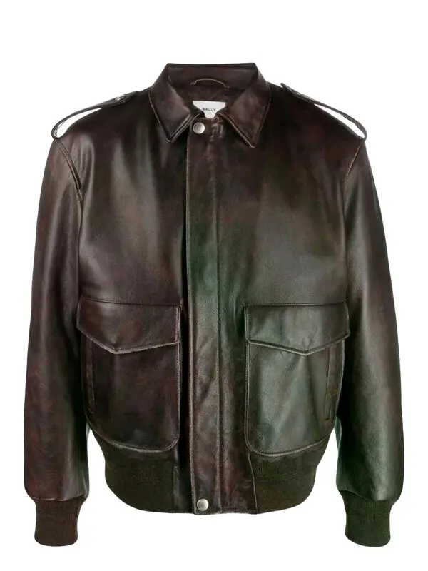 Bally Cargo-pockets Leather Bomber Jacket - Brown