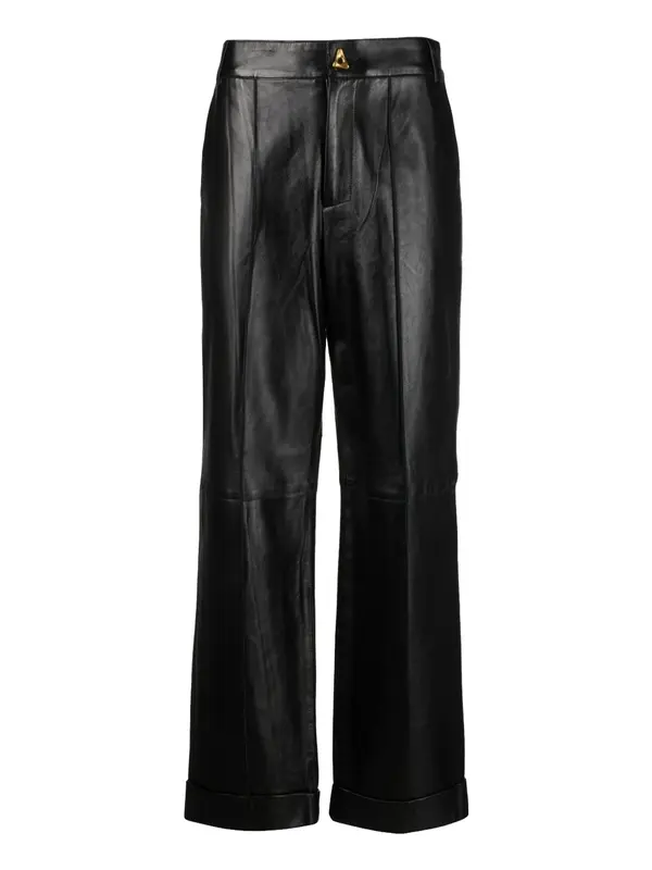 AERON Zima Leather Cropped Trousers - Black