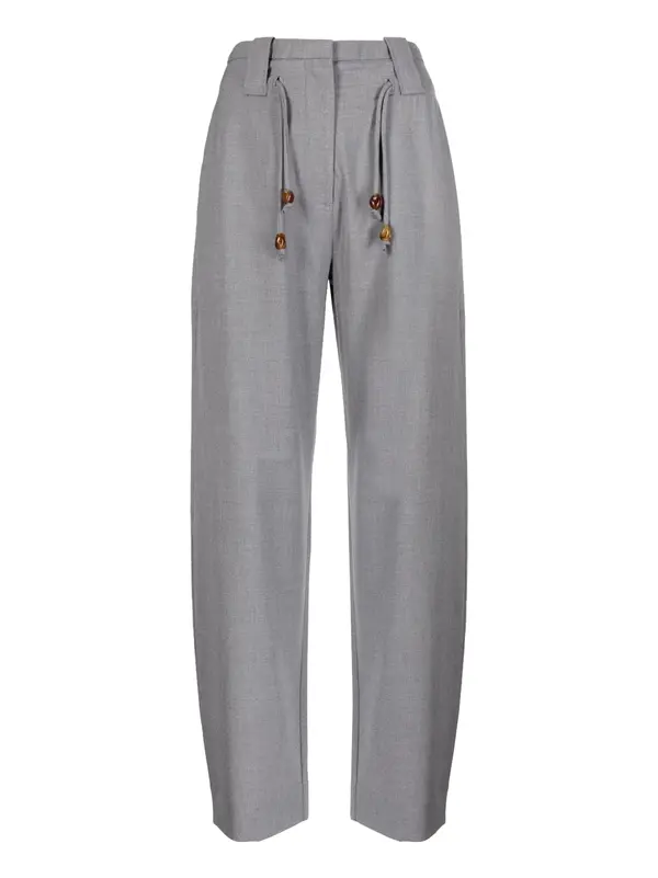 GANNI Drawstring-waist Straight-leg Trousers - Grey