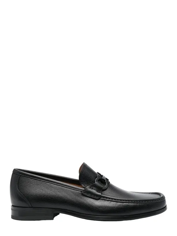 FERRAGAMO Almond-toe Leather Loafers - Black