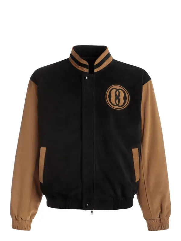 Bally Emblem Logo-patch Suede Bomber Jacket - Black