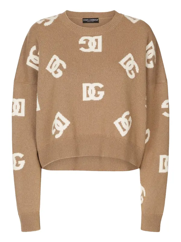 Dolce & Gabbana Monogram Virgin Wool Jumper - Brown