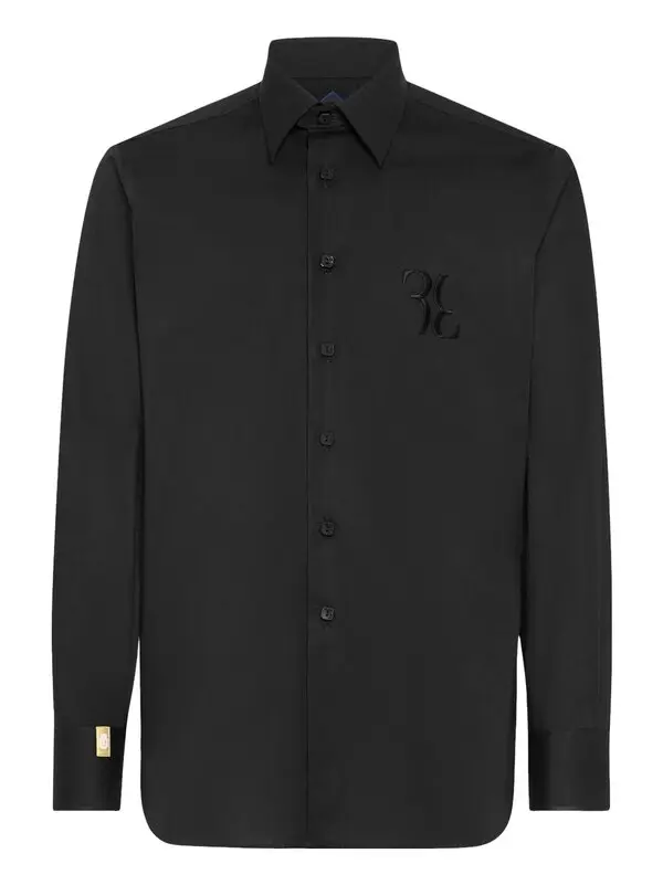 BILLIONAIRE Logo-embroidery Cotton Shirt - Black
