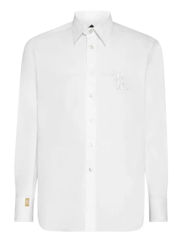 BILLIONAIRE Logo-embroidery Cotton Shirt - White