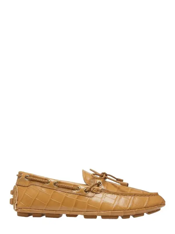 Bally Kyan Crocodile-effect Boat Loafers - Neutrals