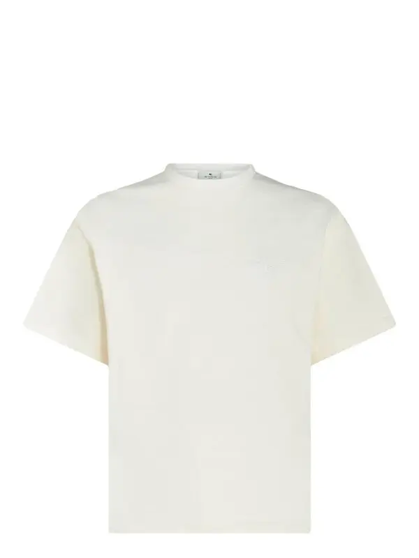 Etro Logo-embroidered Cotton T-shirt - Neutrals