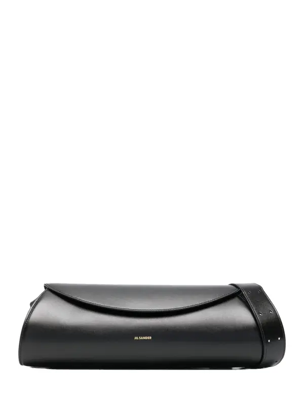 JIL SANDER Large Cannolo Leather Shoulder Bag - Black