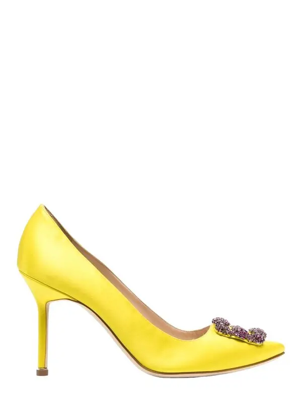 Manolo Blahnik Hangisi 90mm Crystal-embellished Pumps - Yellow