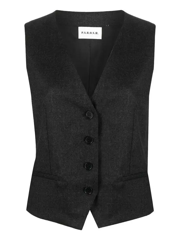 P.a.r.o.s.h Button-up Virgin Wool-blend Gilet - Grey