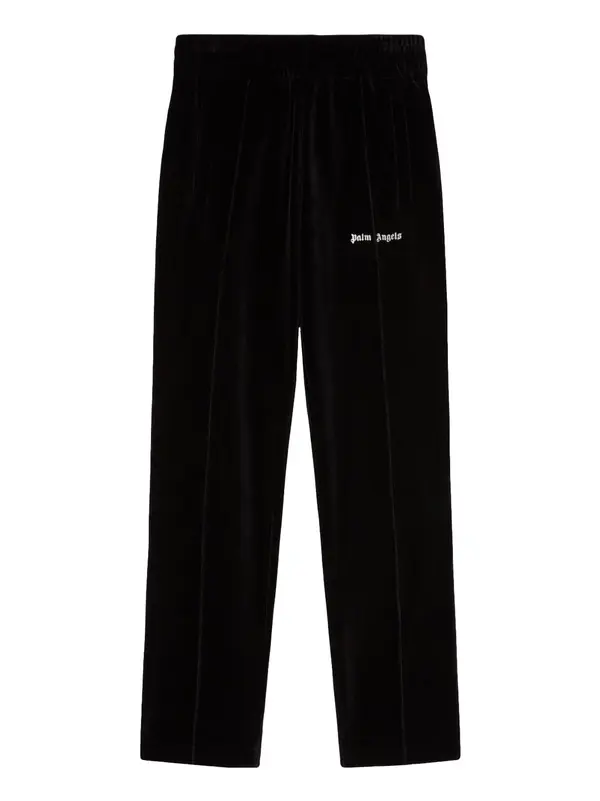 Palm Angels Logo-print Velvet Track Pants - Black