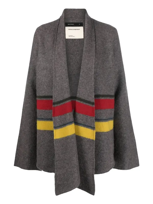 Frenckenberger Stripe-print Cashmere Cardigan - Grey