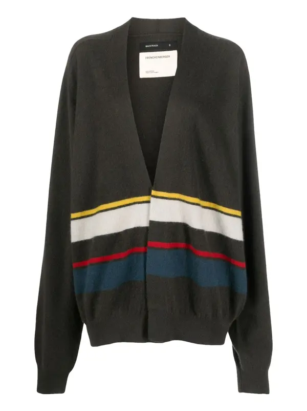 Frenckenberger Stripe-pattern Cashmere Cardigan - Green