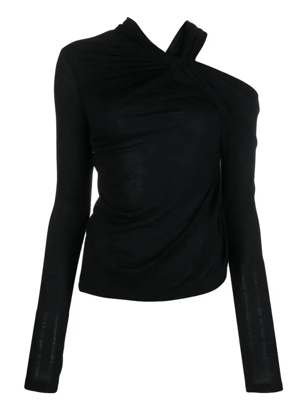 Helmut Lang Cold-shoulder Twisted Blouse - Black