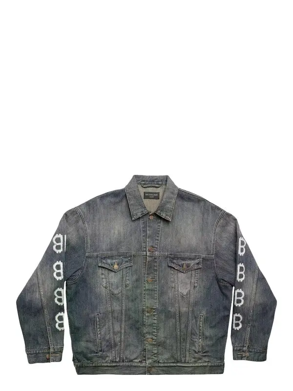 Balenciaga Logo-print Denim Jacket - Blue