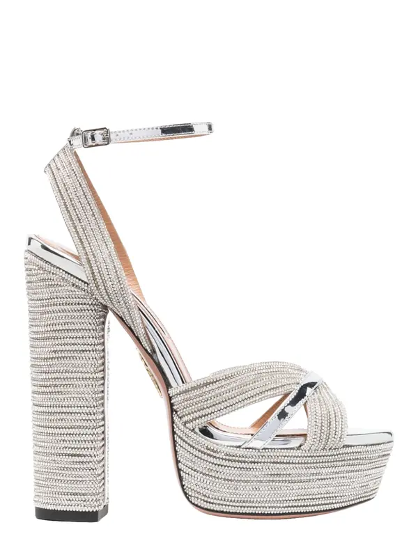 AQUAZZURA Ari 150mm Platform Sandals - Silver