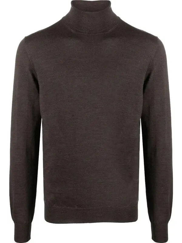 BARBA NAPOLI Roll Neck Pullover Jumper - Brown