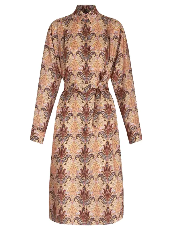 Etro Paisley-print Belted Midi Shirtdress - Neutrals