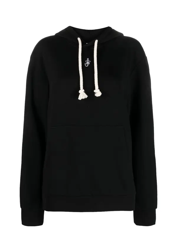 JW Anderson Logo-embroidered Cotton Blend Hoodie - Black