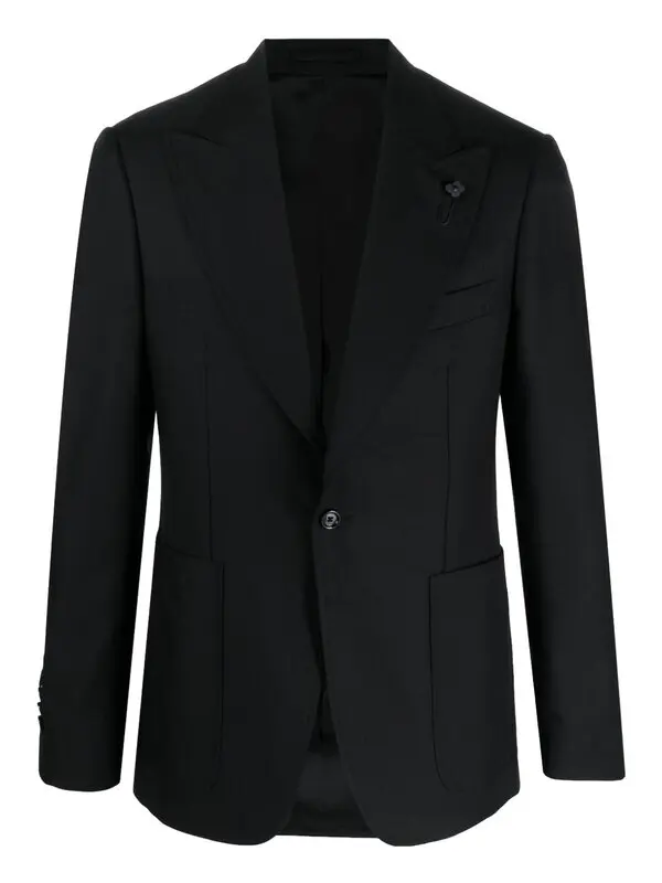 LARDINI Safety Pin-detail Single-breasted Blazer - Black