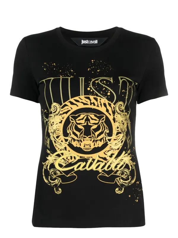 Just Cavalli Tiger Head Cotton T-shirt - Black
