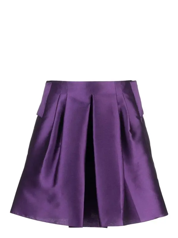 Alberta Ferretti Bow-detail Pleated Satin Shorts - Purple