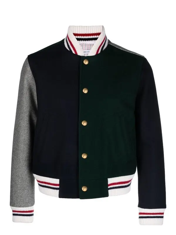 Thom Browne Colour-block Bomber Jacket - Green