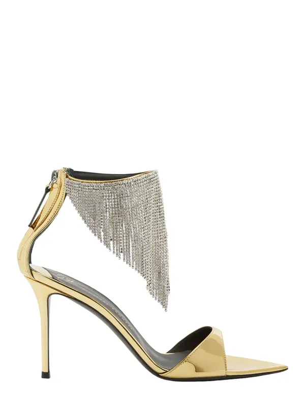 GIUSEPPE ZANOTTI 90mm Intriigo Crystal Sandals - Gold