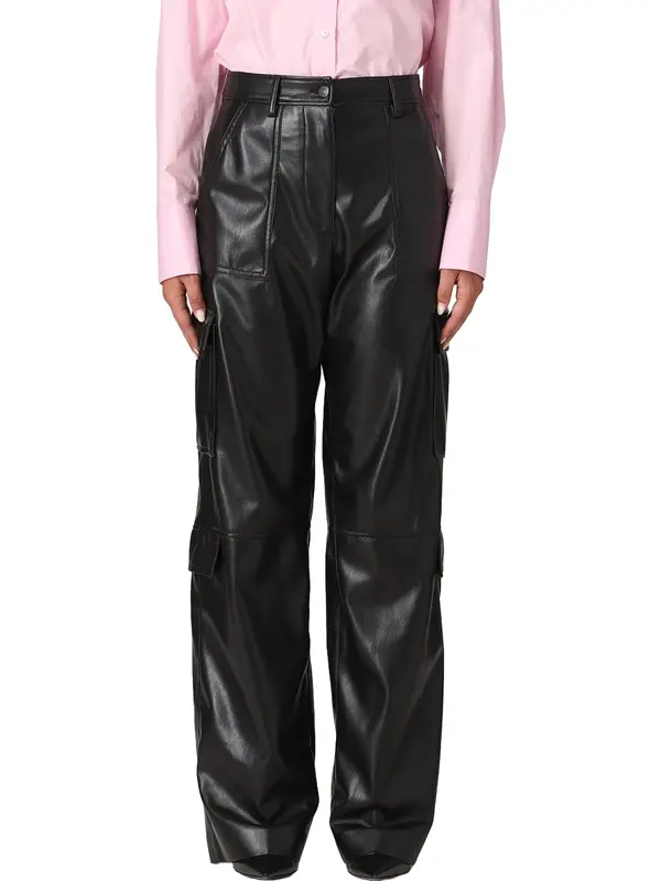 MSGM Synthetic Leather Cargo Pants - Black