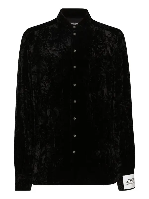 Dolce & Gabbana Button-up Velvet Shirt - Black
