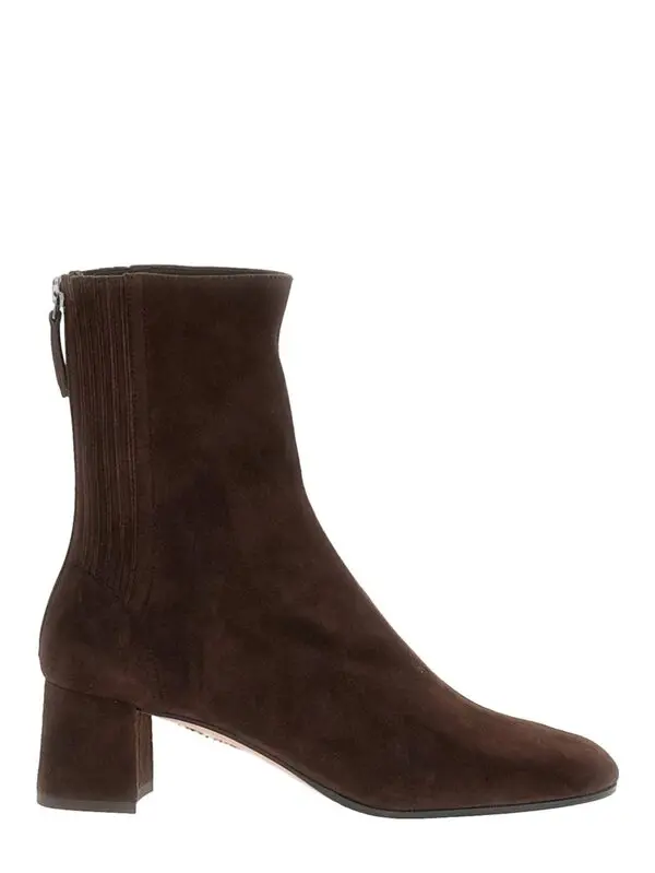 AQUAZZURA Saint Honoré Suede Ankle Boots - Coffee