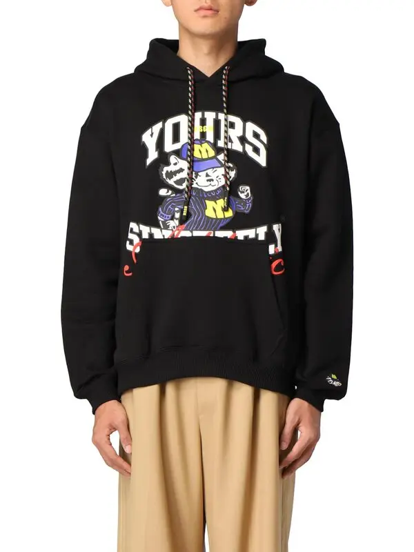 MSGM Cotton Sweatshirt With Print - Black