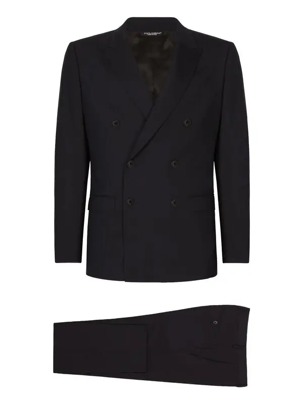 Dolce & Gabbana Double-breasted Stretch Wool Martini-fit Suit - Blue