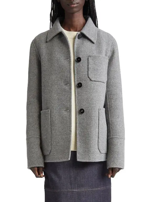 JIL SANDER Double Face Wool Felt Shirt Jacket - Pebble