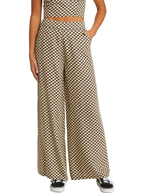 Rip Curl Isla Geo Linen Blend Wide Leg Pants - Black Multi