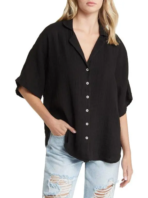 Rip Curl Premium Surf Cotton Gauze Button-up Shirt - Black