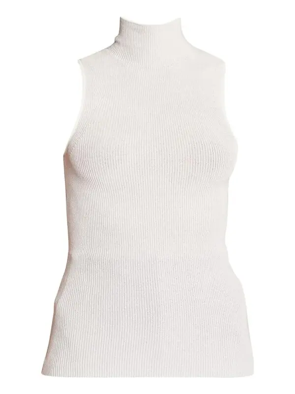 Proenza Schouler Matte Viscose Ribbed Knit Top - White