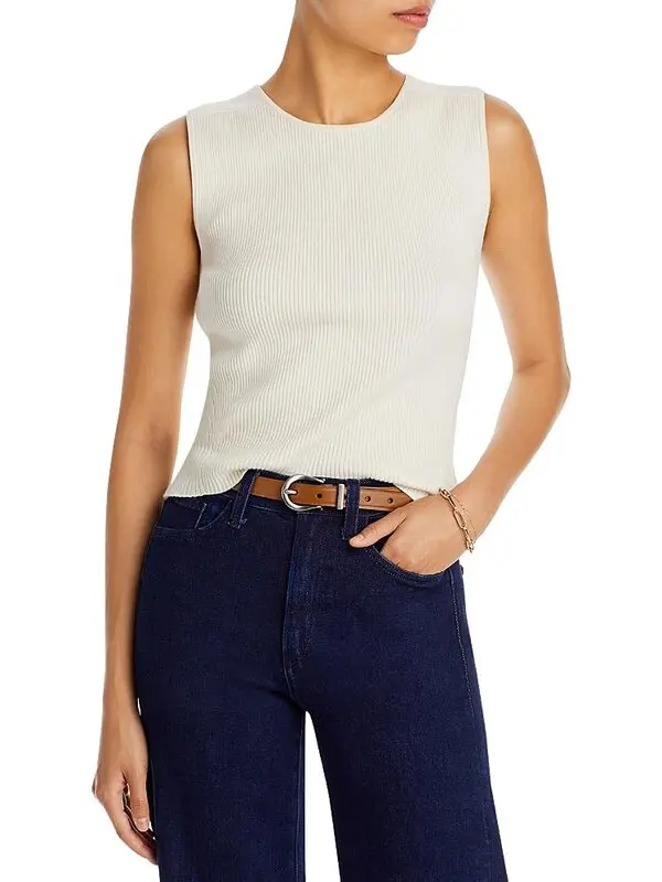 Derek Lam 10 Crosby Ariana Ribbed Muscle Top - Ivory