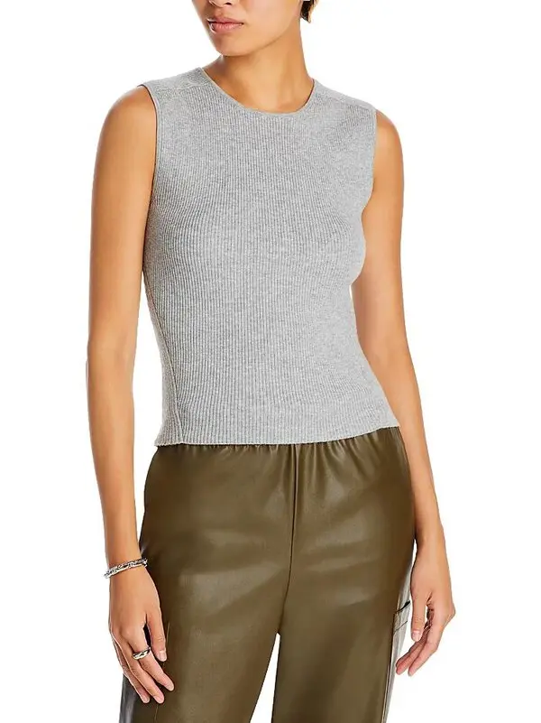 Derek Lam 10 Crosby Ariana Ribbed Muscle Top - Marl Grey