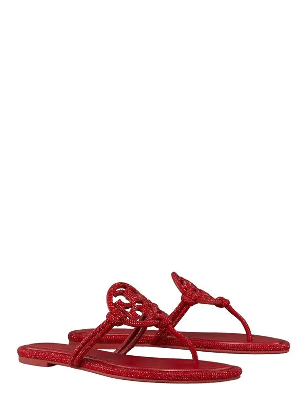Tory Burch Miller Knotted Pavé Thong Sandal - Ruby