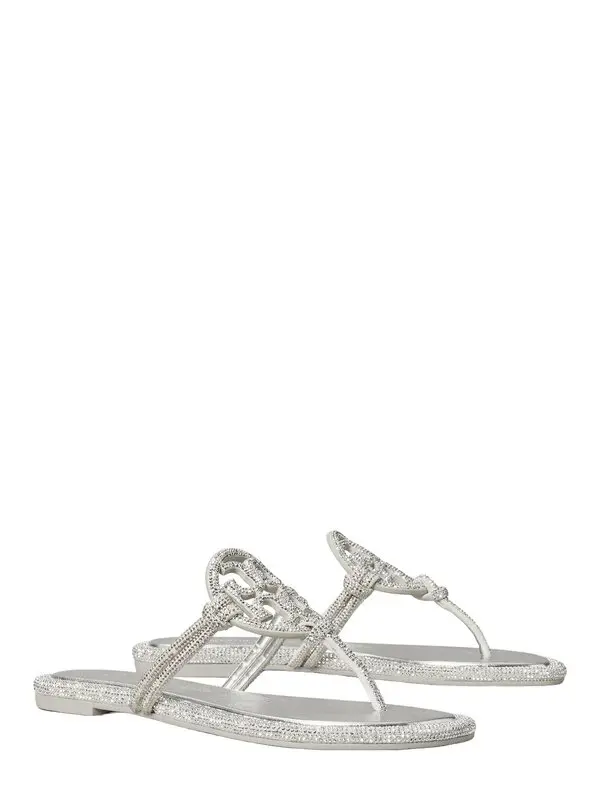 Tory Burch Miller Knotted Pavé Thong Sandal - Silver