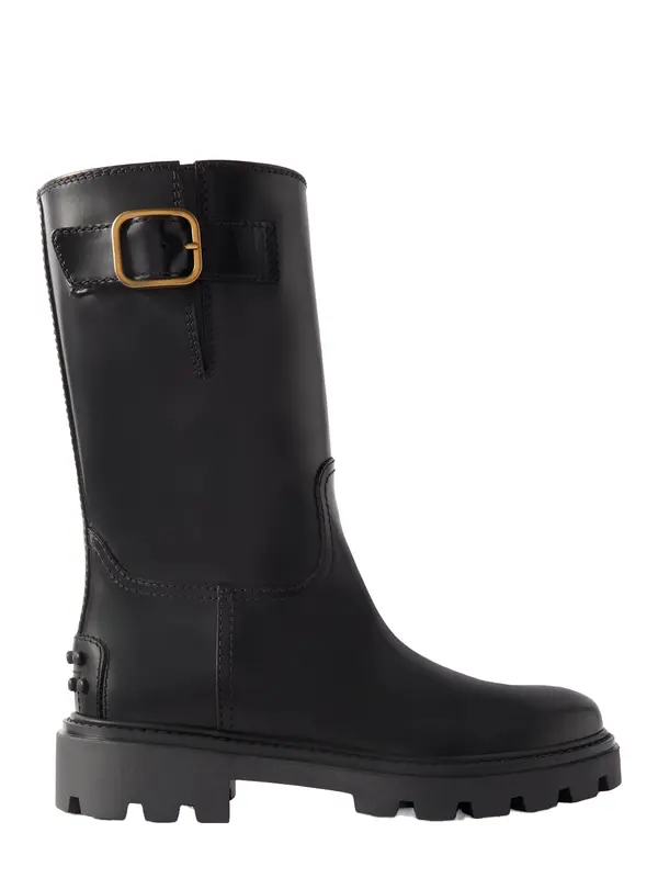 TOD'S Buckled Leather Boots - Black