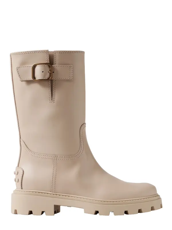 TOD'S Buckled Leather Boots - Neutrals