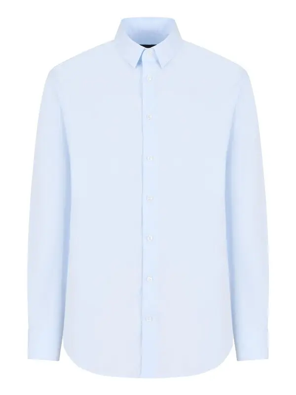 Giorgio Armani Stretch Fabric Shirt With Collar Stays - Light_blue