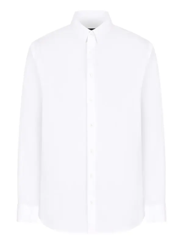 Giorgio Armani Stretch Fabric Shirt With Collar Stays - White