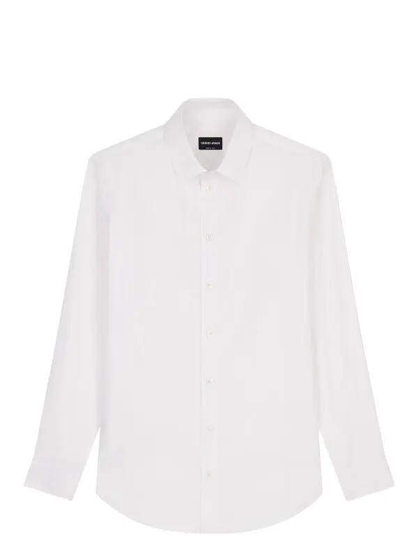 Giorgio Armani Stretch Fabric Shirt With Collar Stays - White