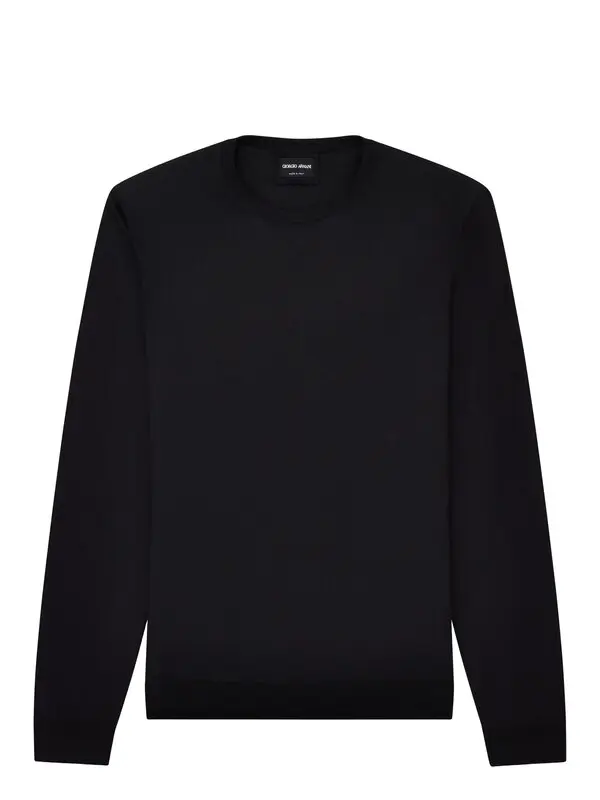 Giorgio Armani Long-sleeved Crew-neck Jumper - Black