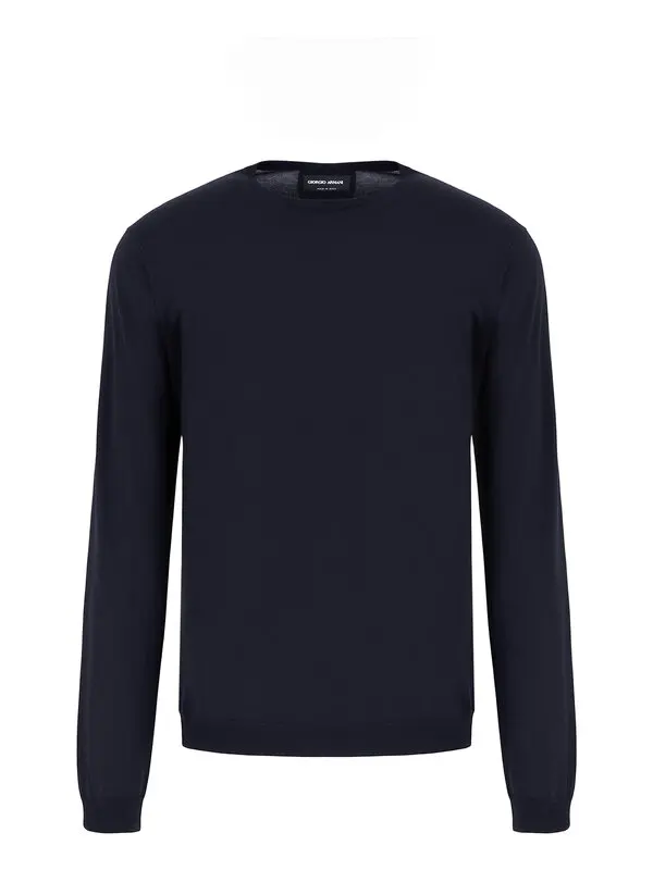 Giorgio Armani Long-sleeved Crew-neck Jumper - Blue